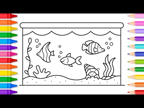 How to Draw a Fish Tank Aquarium Easy Step by Step π π¦ππ¦Fish Tank Drawing and Coloring Page for Kids