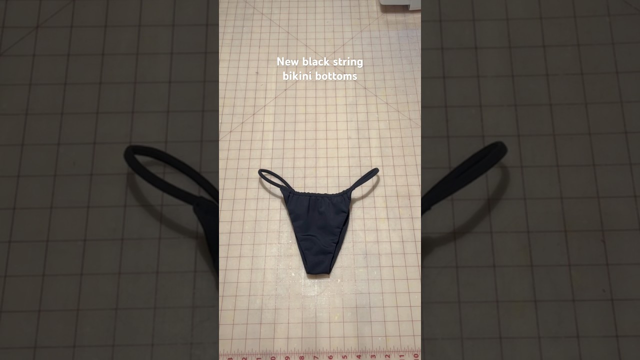 Sewing black string bikini bottoms for my Canadian handmade swimwear brand. Shop on my website!