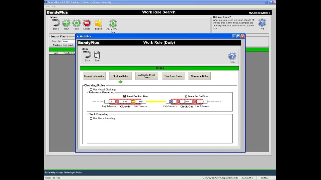 BundyPlus | Add Work Rules