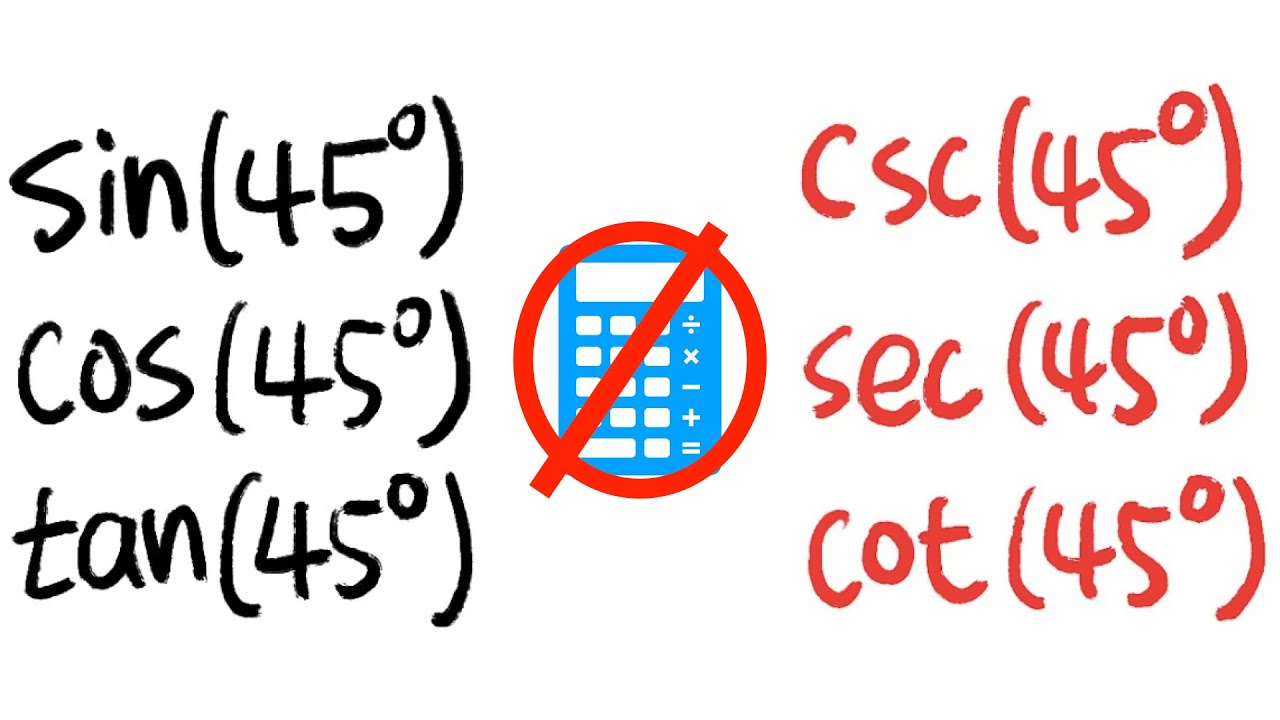 How to find the exact values of sin(45), cos(45), tan(45), csc(45), sec(45), cot(45)