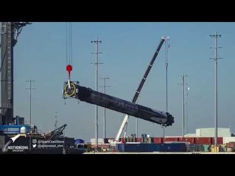 Falcon 9 Booster B1048.4 Laid Down on Transporter