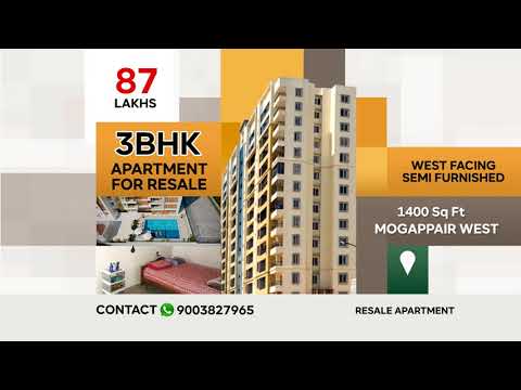 Resale Flats in Mogappair West | well maintained semi furnished flat sale | 87 Lakhs