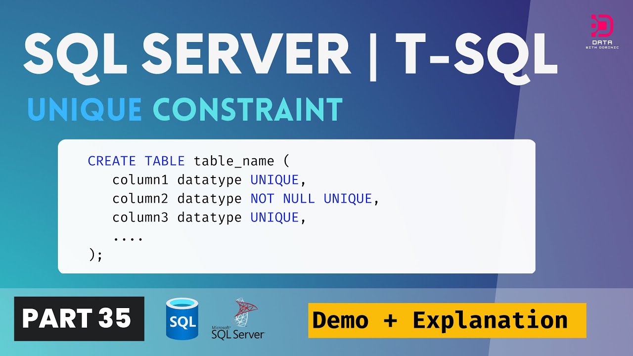 35. Unique Constraint in SQL Server | Tutorial & T-SQL Demo