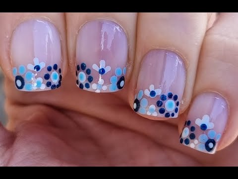 Blue Flowers French NAIL ART | Negative Space Summer NAILS Tutorial | Easy Nail Designs 2024