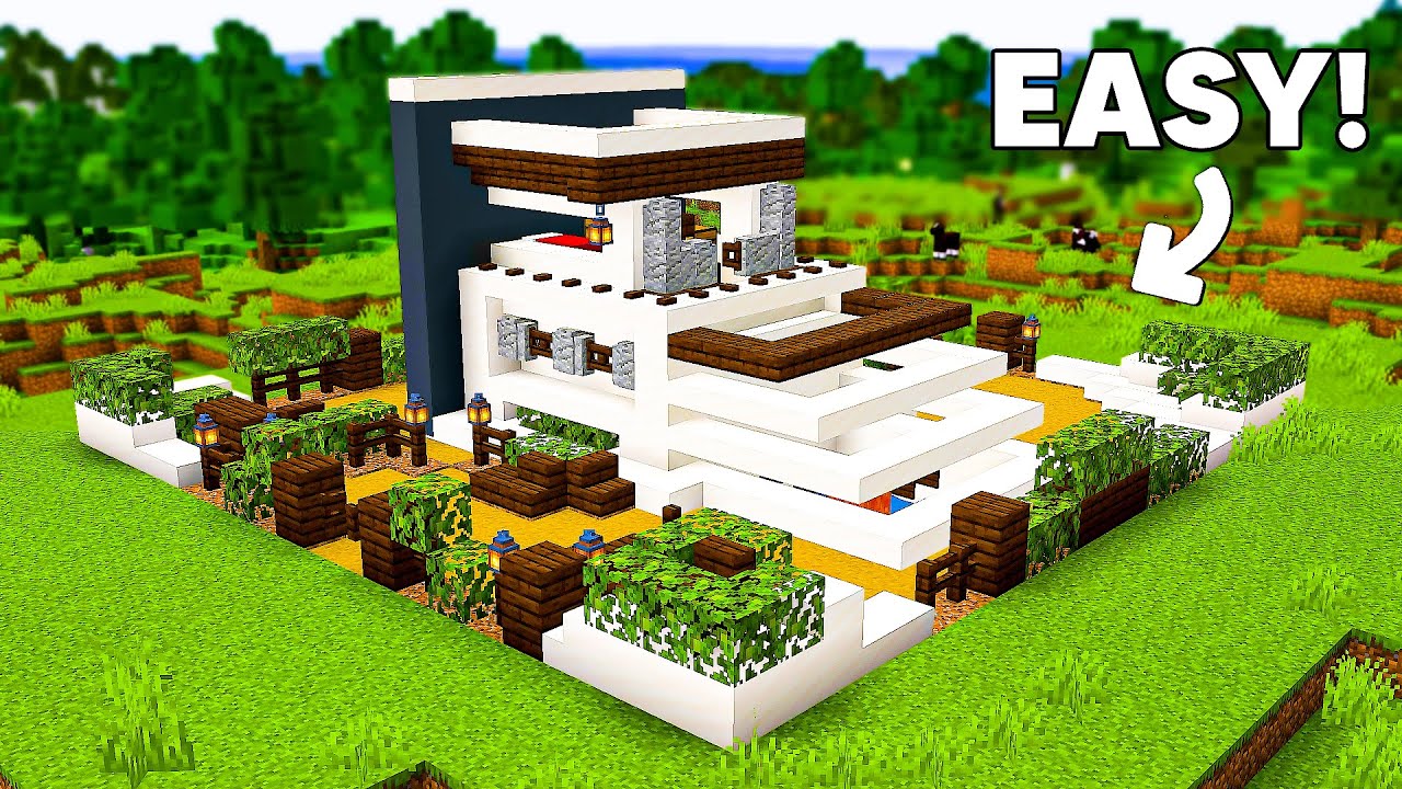 How to Build Modern House (WITH IRON FARM) in Minecraft 1.21 (Easy ...