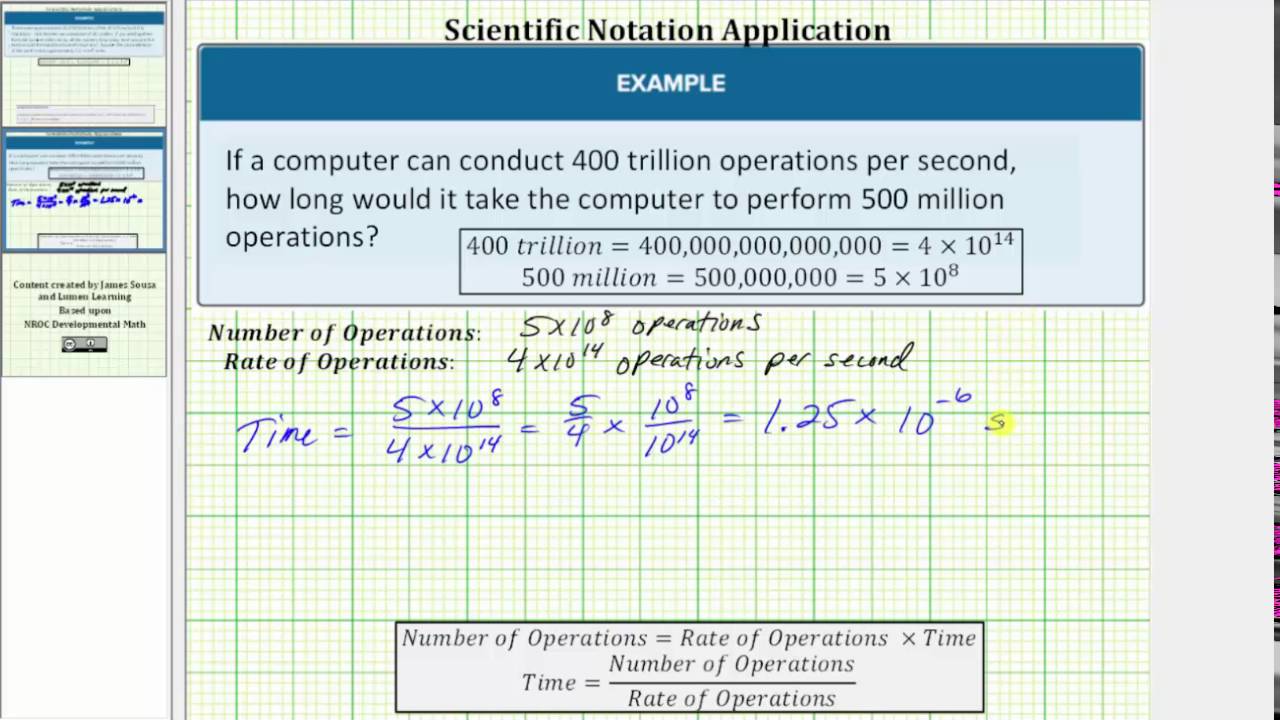 Application of Scientific Notation - Quotient 2 (Time for Computer Operations)
