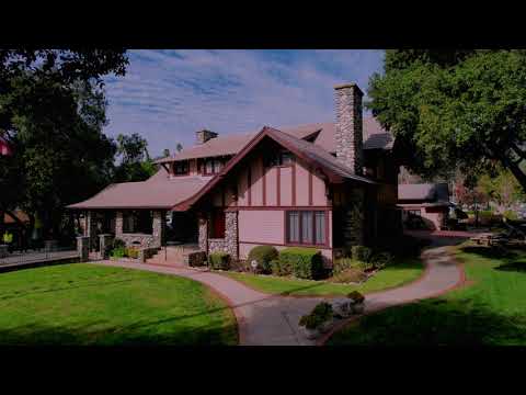 Outside aerial tour of 1904 Craftsman house in Glendora California. Architect Rubin Hamlin.