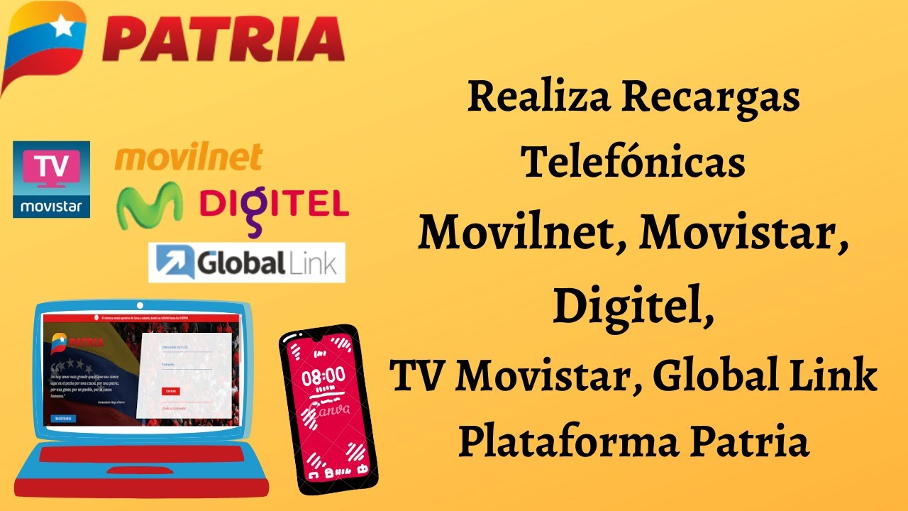 Plataforma Patria - Cómo Recargar Movilnet, Movistar, Digitel, TV Movistar, Global Link, Paso a Paso