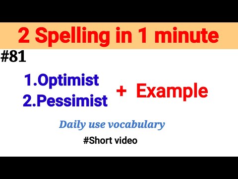 2 Spelling in 1 Minute || Optimist and Pessimist in Hindi || Daily Use Vocabulary #Shorts