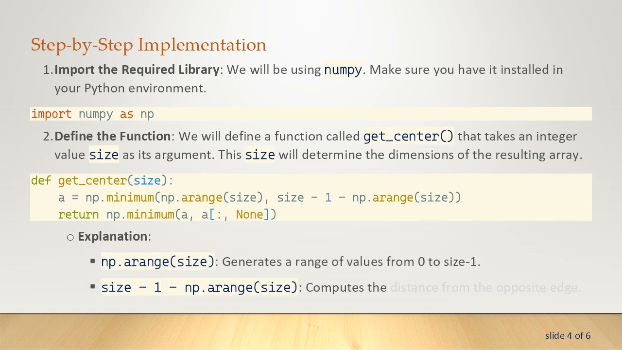 Creating a nxn Array with a Centered Maximum Value Using numpy