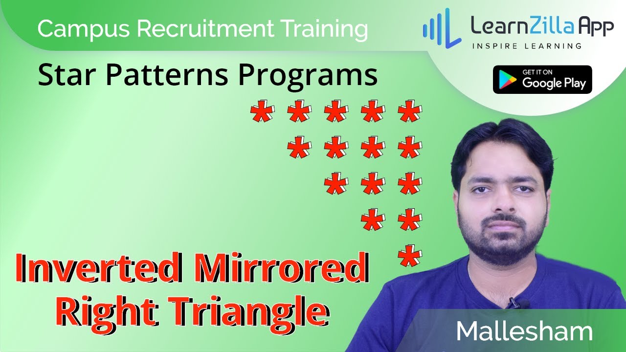 Inverted Mirrored Right Triangle | Star Pattern Programs | C Programming