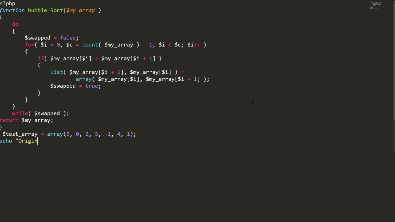 PHP Searching and Sorting Algorithm: Bubble sort  | Chill [Code Relax]