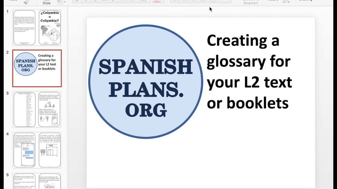 Creating a glossary for texts