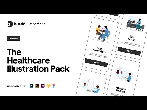 The Ultimate Healthcare Illustration Pack | Black Illustrations