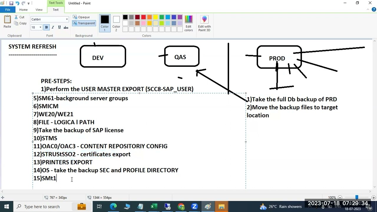 SYSTEM REFRESH PRE-STEPS