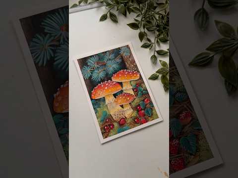 Mushroom illustration using gouache #art #gouacheart #mushrooms