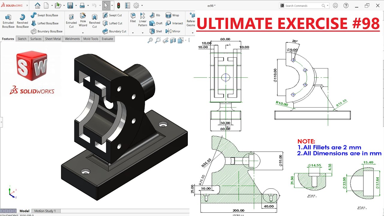 SolidWorks Ultimate exercise 98 | Solidworks Tutorial