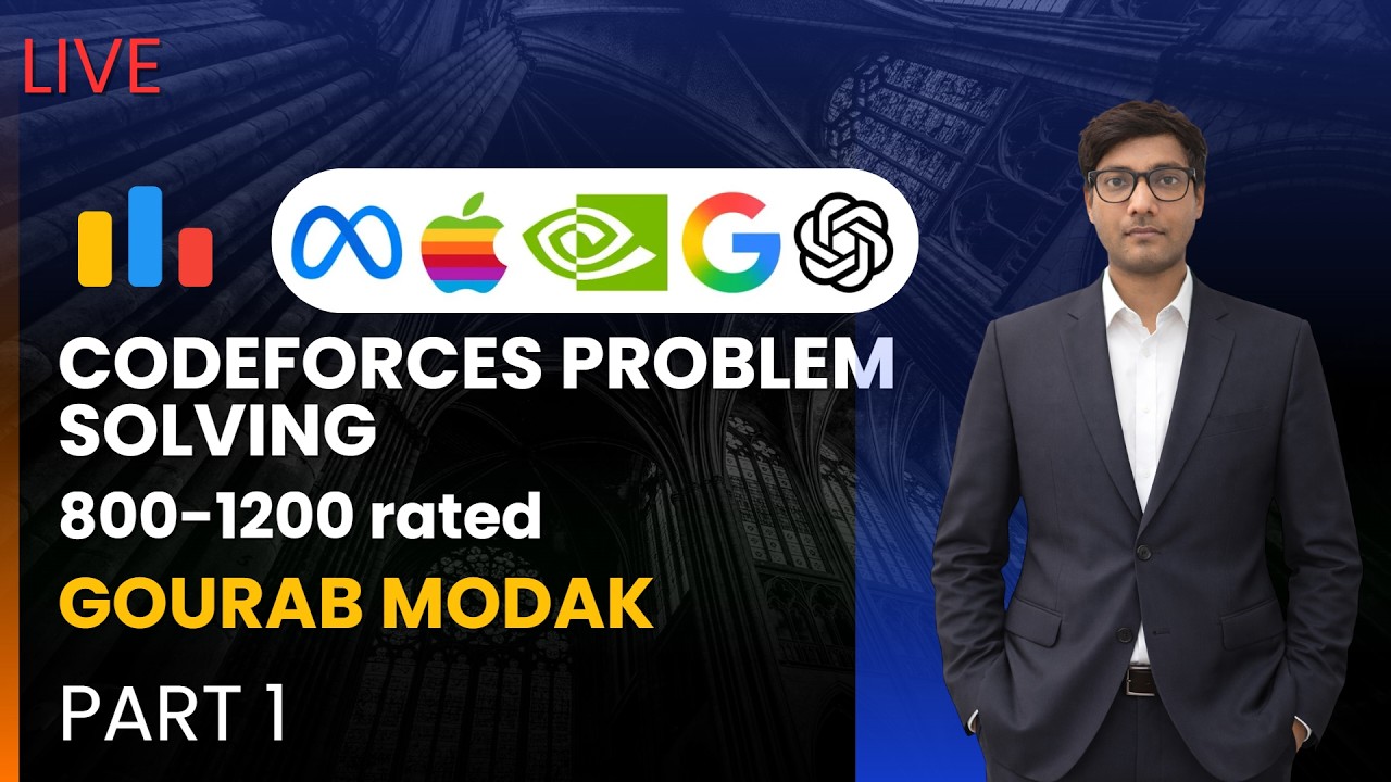 Live Problem Solving for Coding Interviews Part 1| 800–1200 Range Codeforces