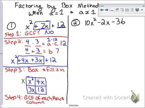 39a - Box Method for Factoring Trinomials