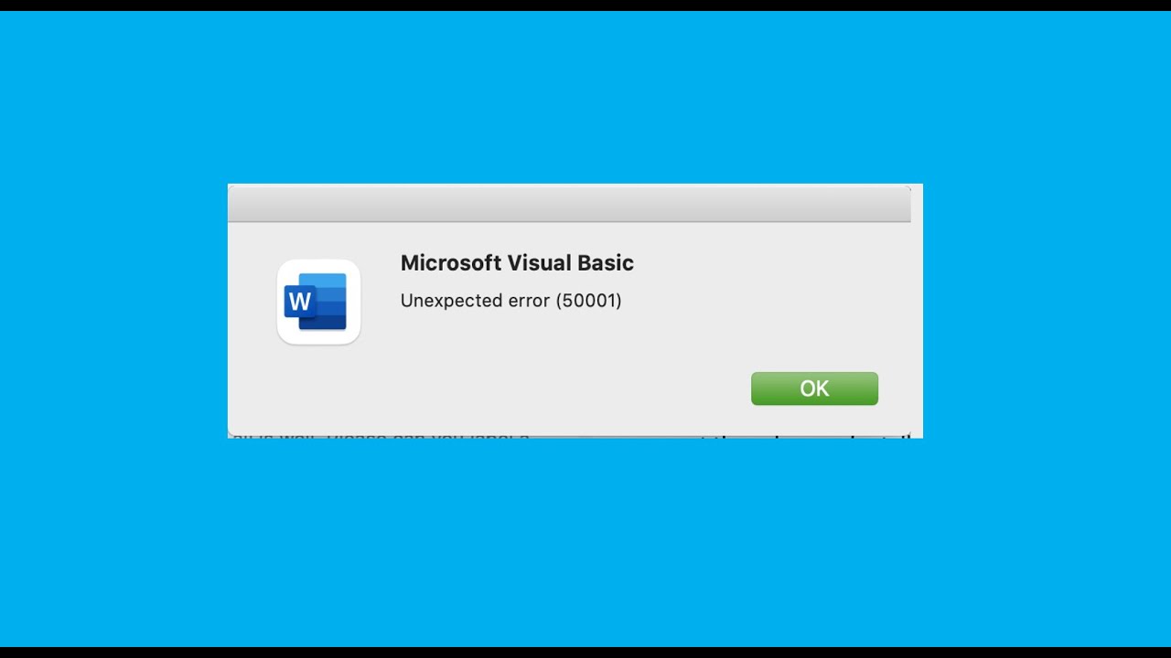 How to Fix Microsoft Visual Basic Unexpected Error (50001) on Mac #mac #visual basic error