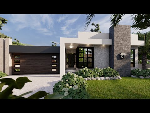 simple single story modern house design [18mx23m] house plan with 4 bedrooms /(model0069)