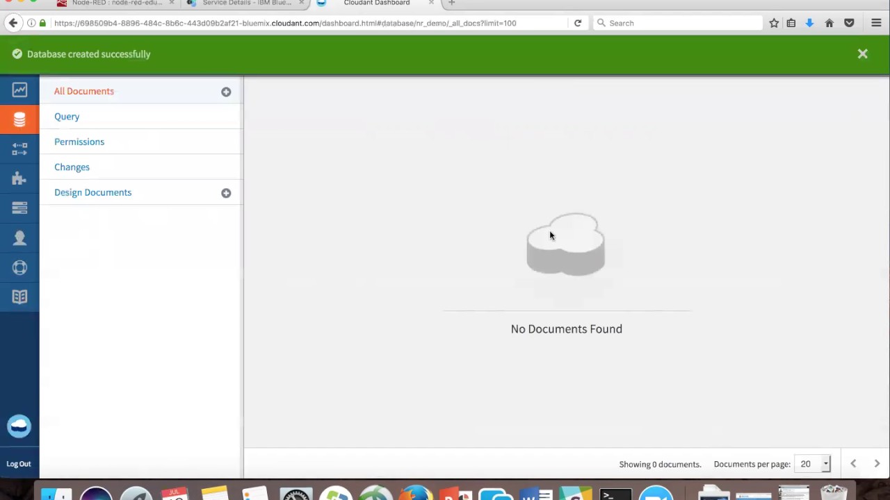 Node Red to Cloudant, Inject