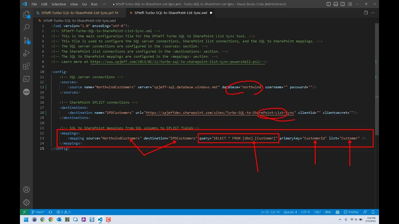 Turbo SQL to SharePoint List Sync XML