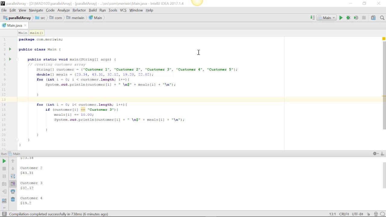 Java Parallel Arrays Sample