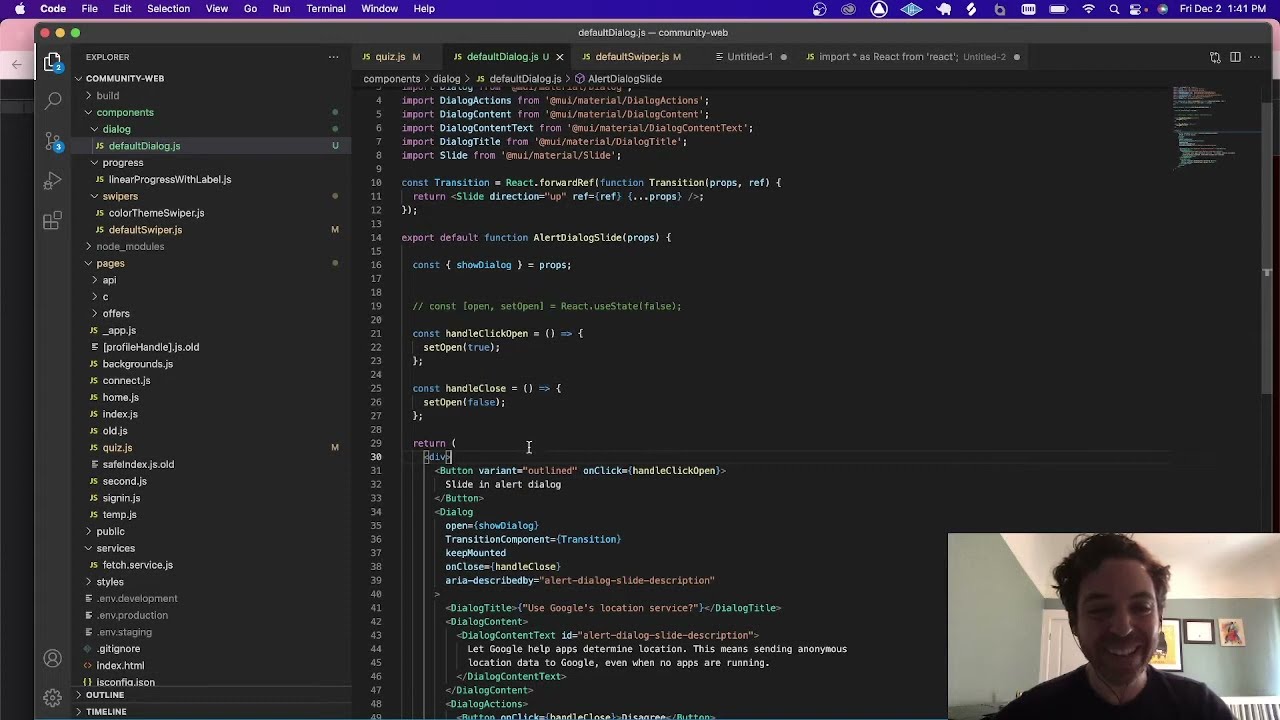 React / Material UI Dialog