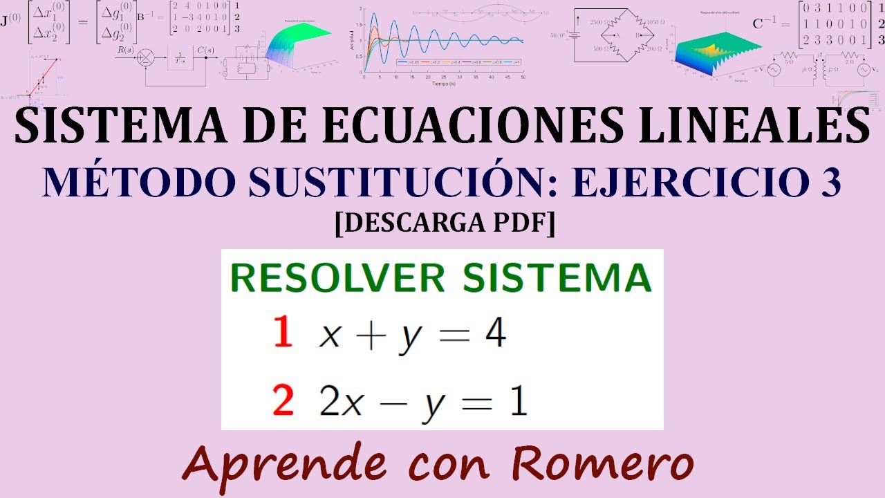 Solución de Ecuaciones Lineales mediante Método Sustitución (Ejercicio 3/10) [PDF Descarga]