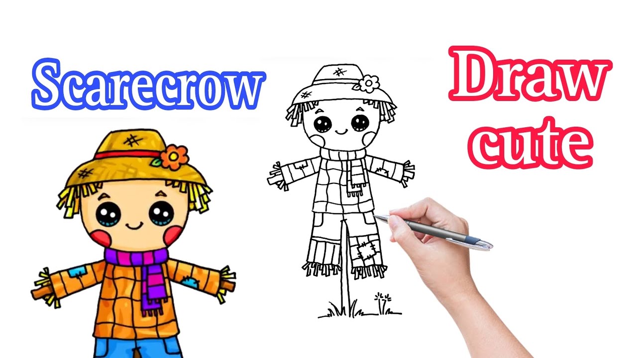 How To Draw A Cute SCARECROW Clipart,To Draw step by step, DL cute things