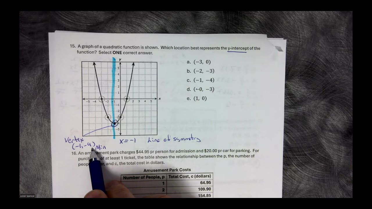 2025 Algebra I STAAR Test Problems 11 to 22