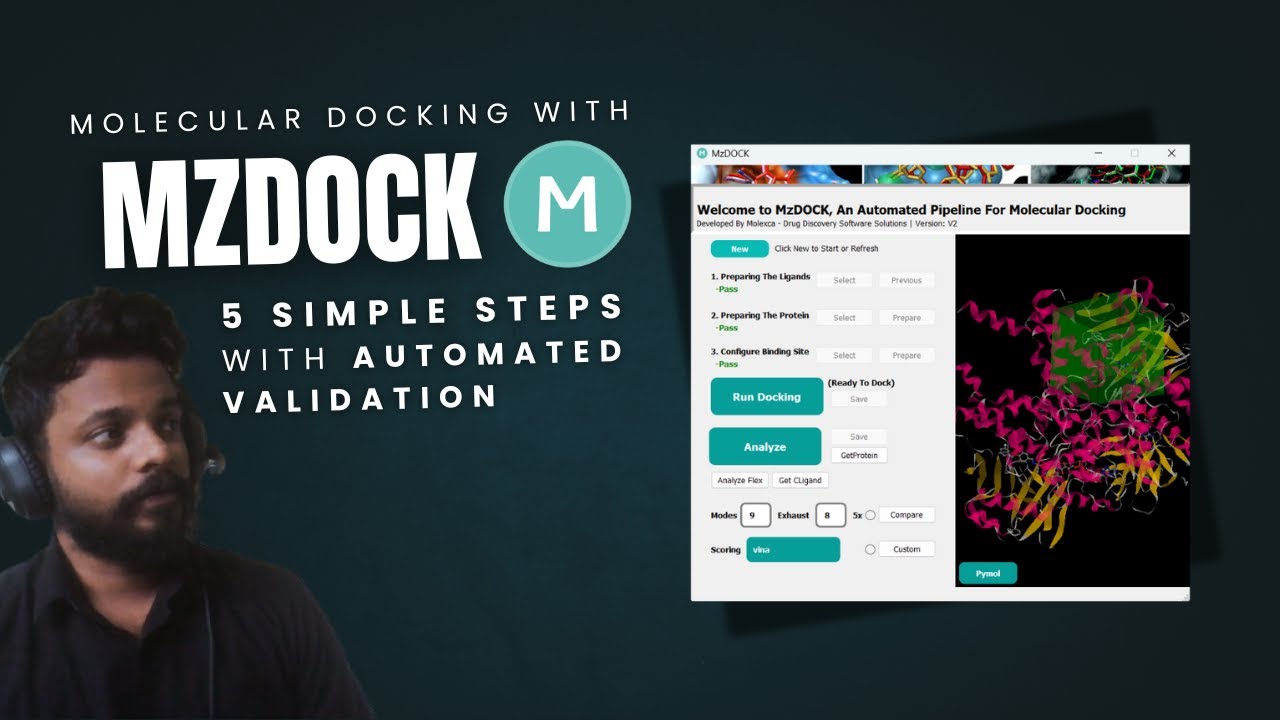 Learn Molecular Docking with 5 Steps and Validation using MzDOCK