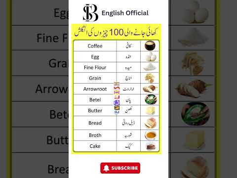 Food Vocabulary with Urdu Meanings | Learn English with Urdu Translation@sbenglishofficial