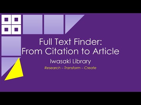 Full Text Finder: Citation to Article