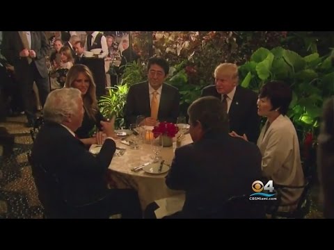 President Trump Hosts Japan's PM In Palm Beach As Travel Ban Dominates Headlines