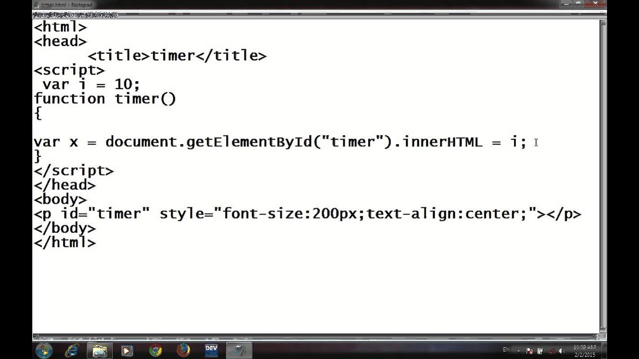 how to create countdown timer using  javascript by mubarak