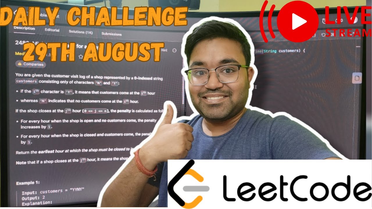 Leetcode daily challenge 29th August | Live Coding | Problem Solving