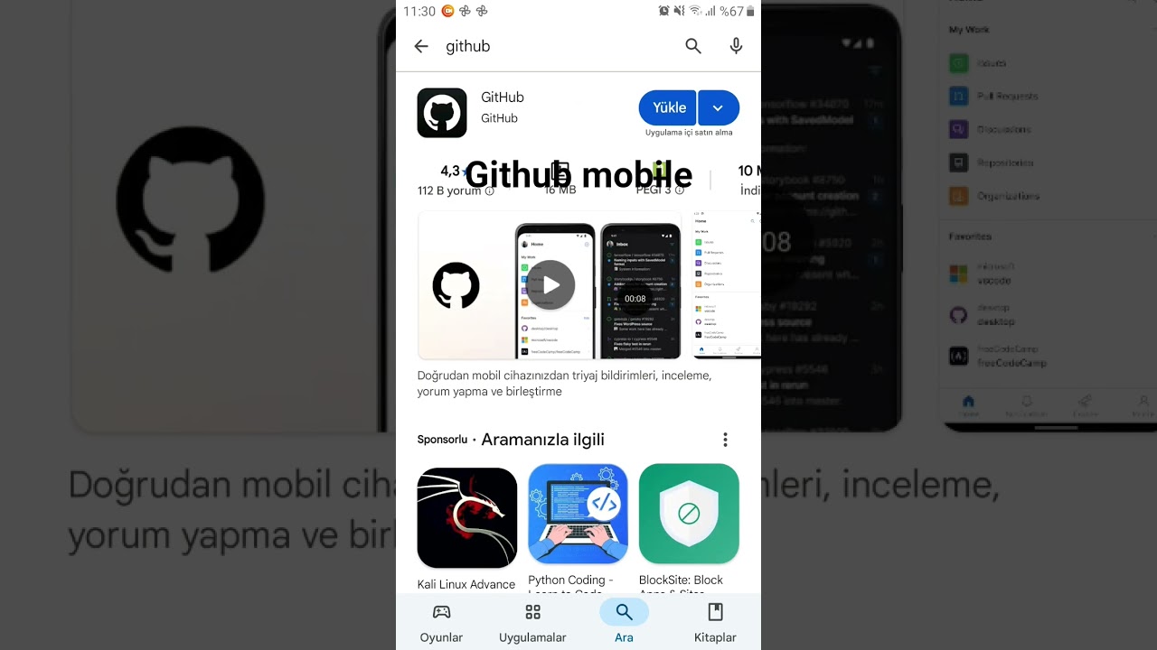Github mobile #code #github #codeshorts #codes #program #programming #yazılım