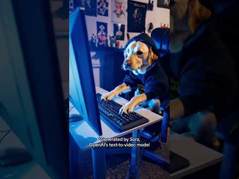 Sora AI Examples! - Dog doing computer work! #sora #soraai #openai #soraiavideo
