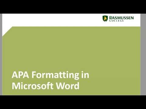APA Paper Formatting in Microsoft Word