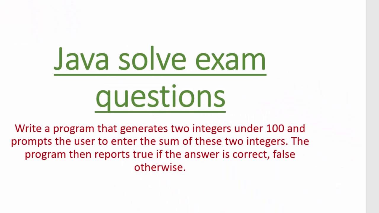 Java Selection Exam questions