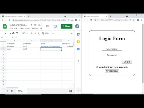 How to create Login and Register Form using Google spreadsheet data?