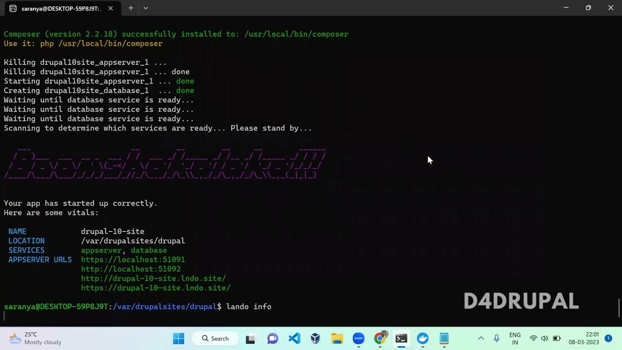 Install Drupal with Lando on WSL | D4Drupal