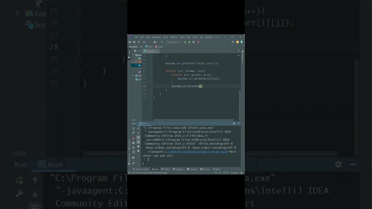 Create a 2D Matrix using java | 2D array| java| DSA #trending #code