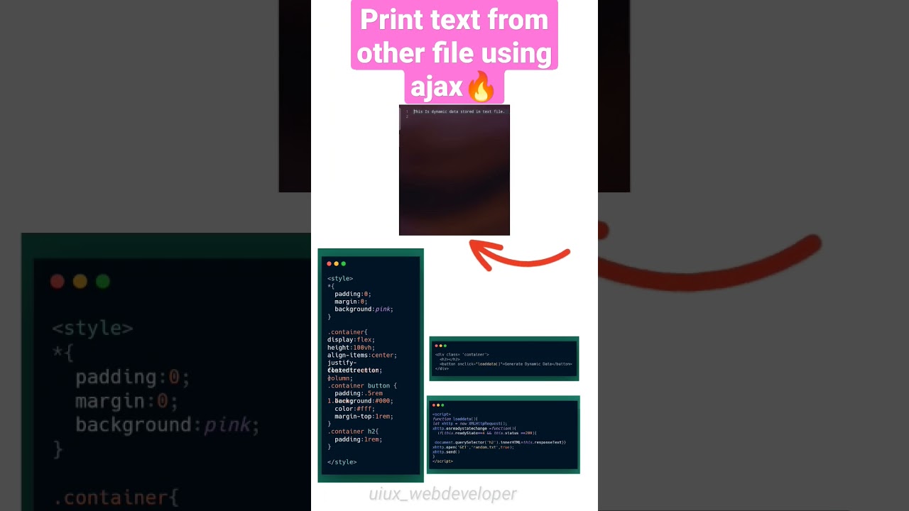 Print Data From Other File Using Ajax😱 | using #html5 #css #javascript