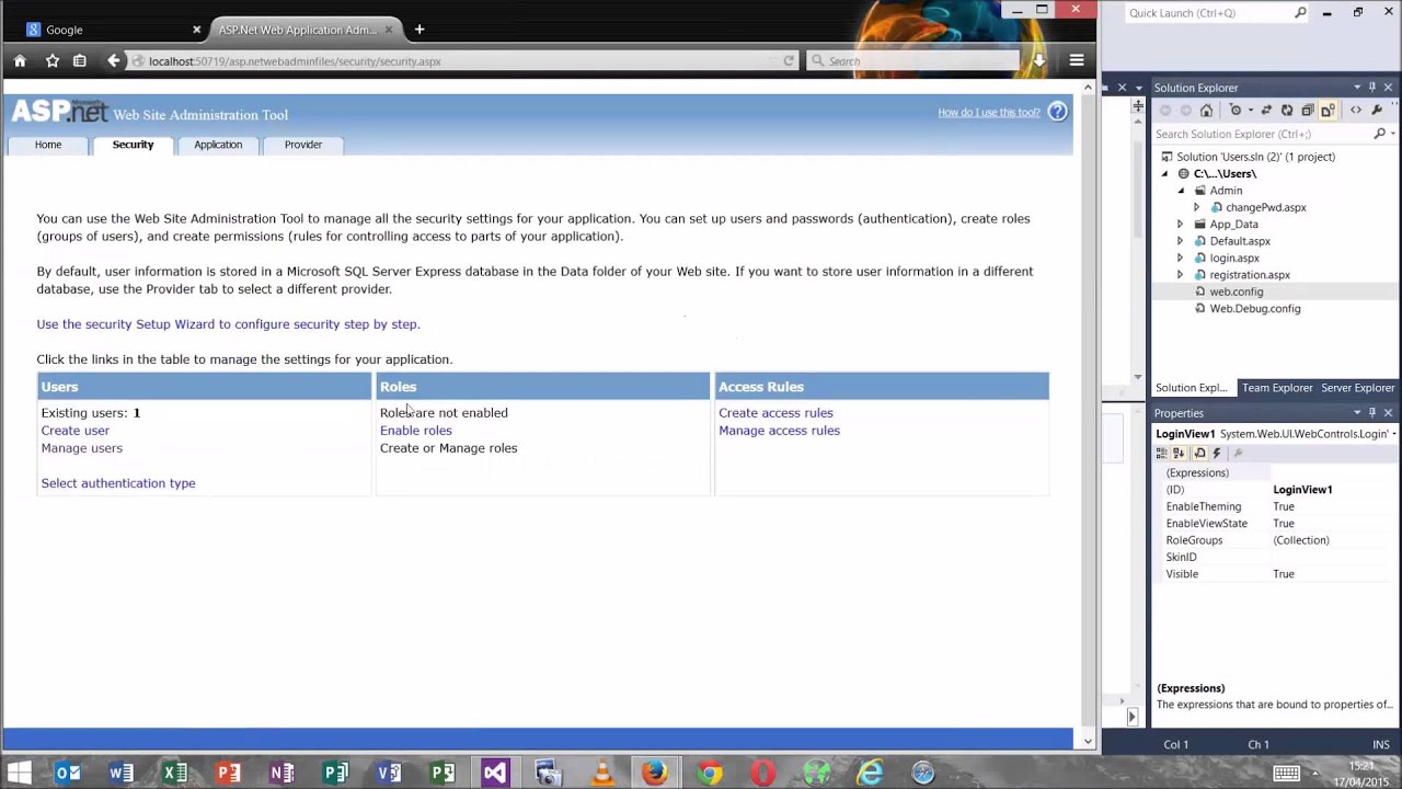 ASP.NET Web Administration Pages in VIsual Studio