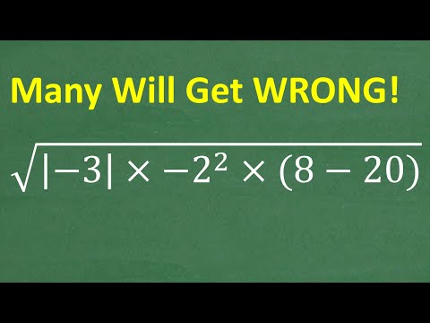 square root of (|– 3| times negative 2 squared times (8 minus 20))=? BASIC MATH Practice!