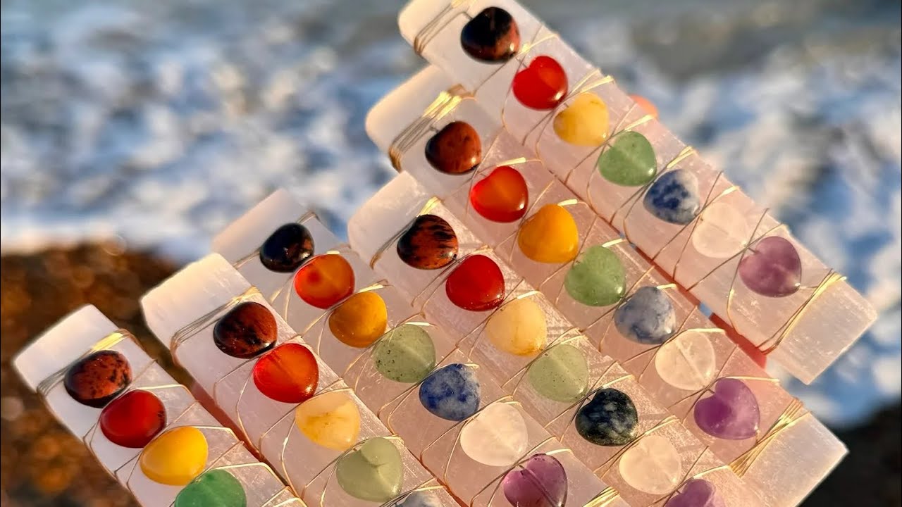 7 Chakra Selenite Crystal Healing Wand for sale at EndlessGuidance