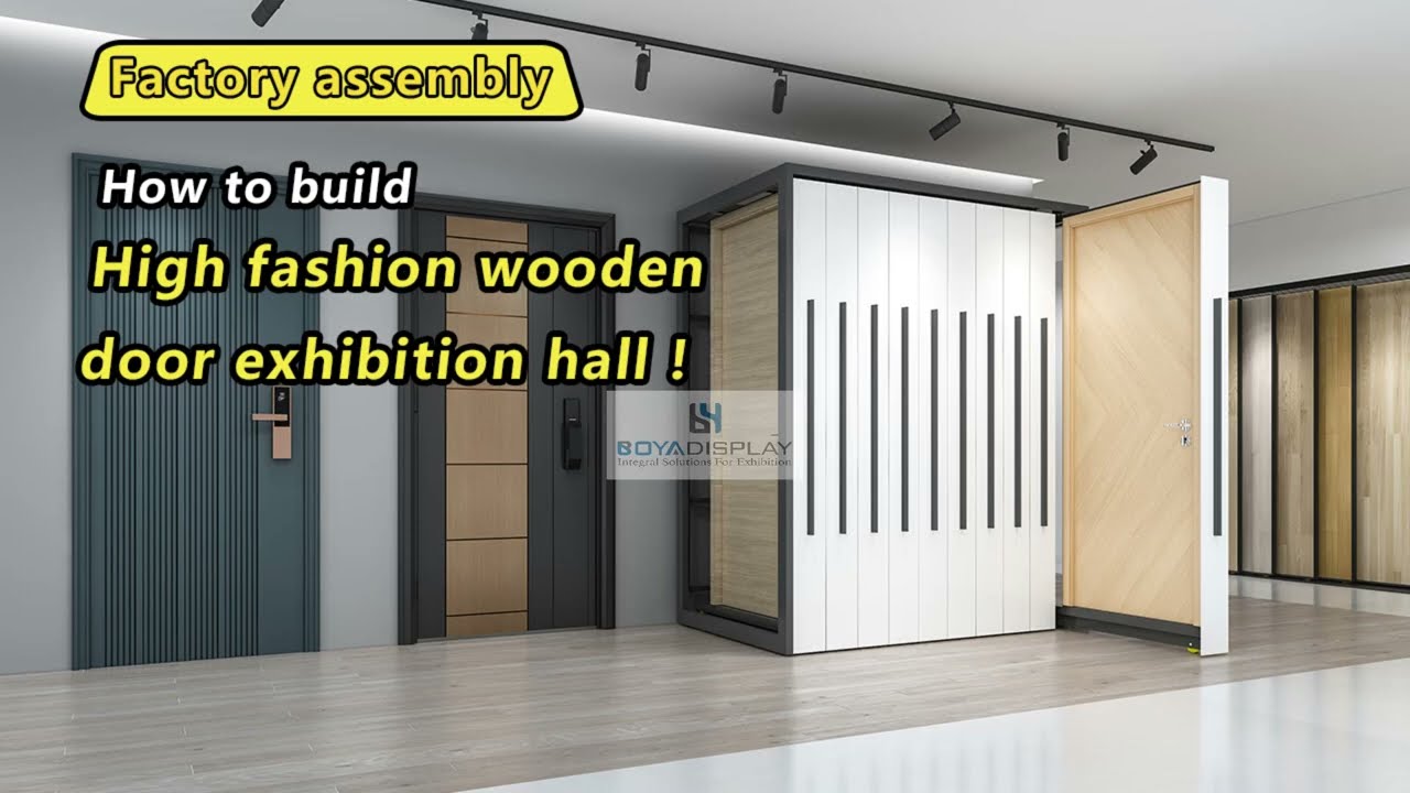 Pull-out wooden door display rack - Boya Displays Solution